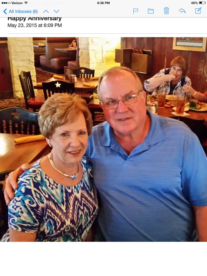 Jane (Lippincott) and Kent Koerth celebrating their 45th anniversary (2015)